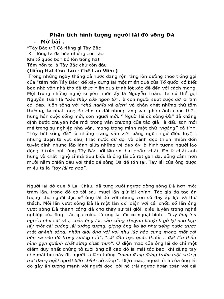 Phân Tích Hình Tư NG Ngư I Lái Đò Sông Đà | PDF