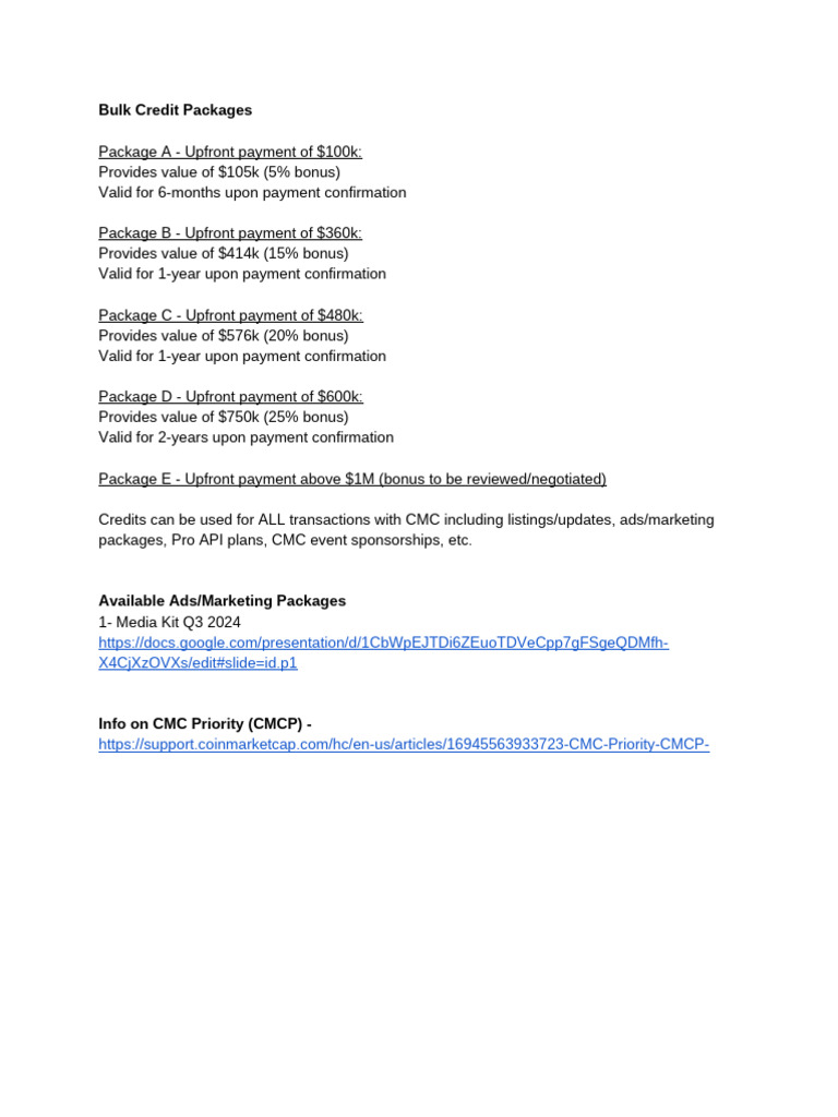 One-Pager Info - Bulk Credit Packages | PDF