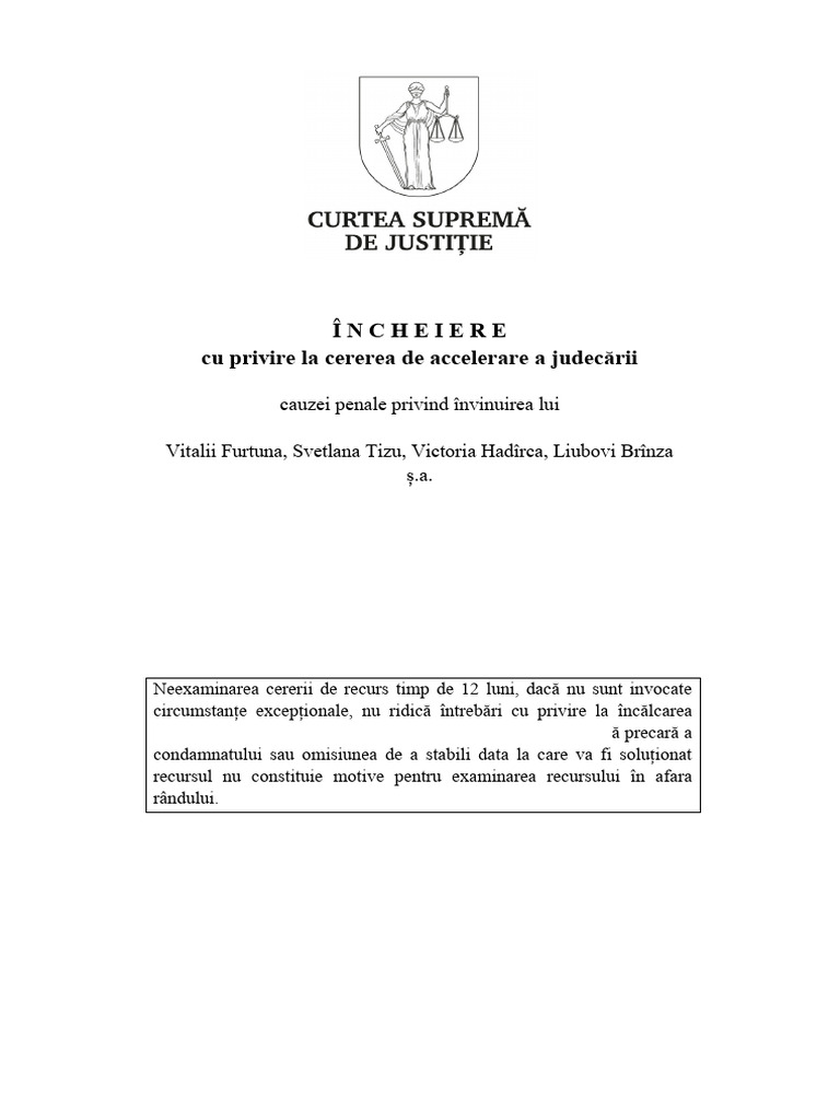 Încheiere Cu Privire La Cererea de Accelerare A Judecării | PDF