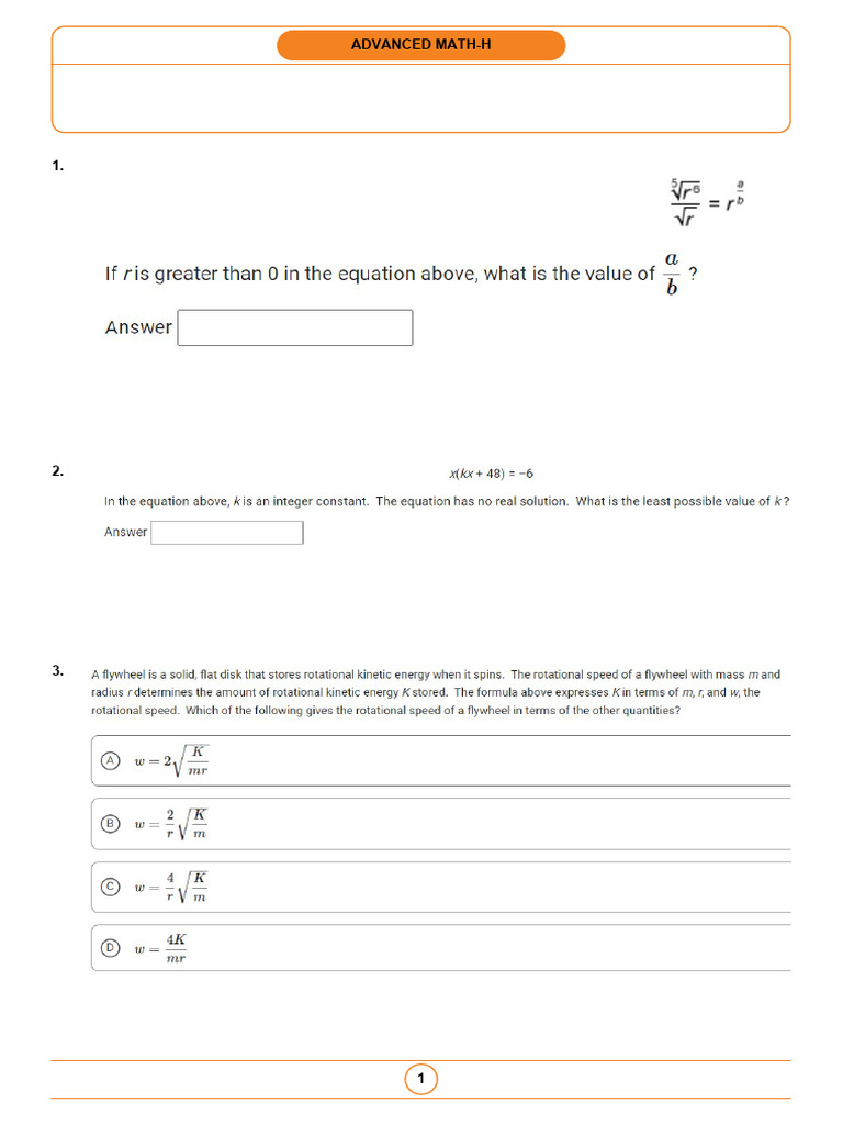 Advanced Math-H | PDF