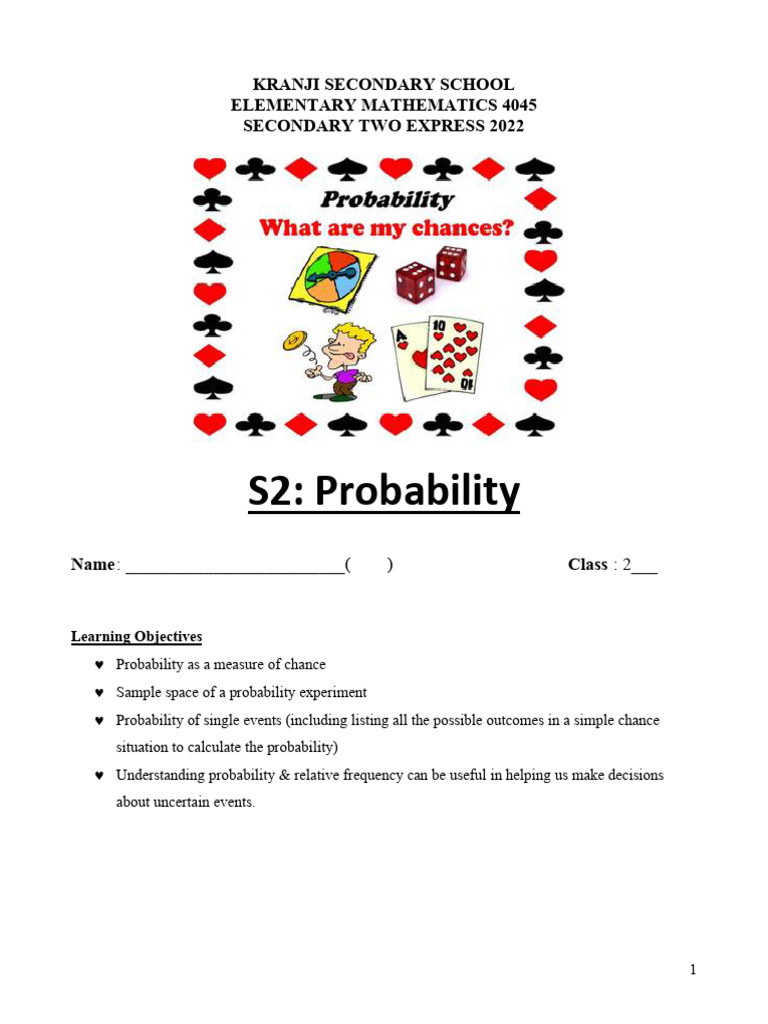 2E Probability Notes 2022 | PDF