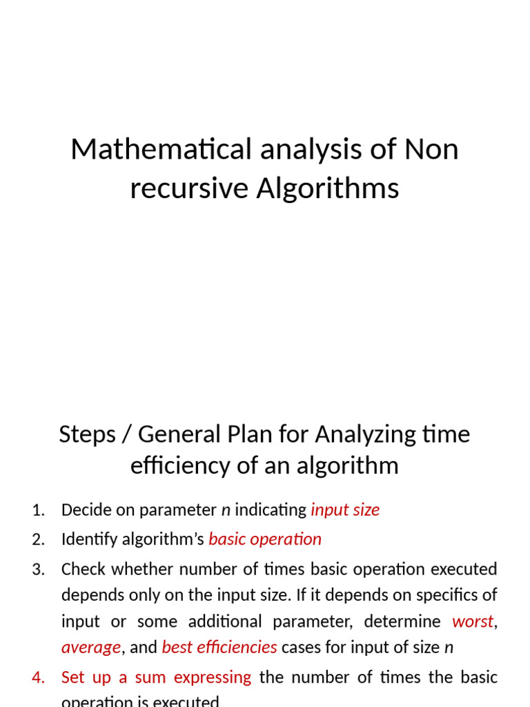 Mathematical Analysis of Non Recursive Algorithms v2 1709293316248 | PDF Mathematical Analysis of Non Recursive Algorithms v2 1709293316248 | PDF