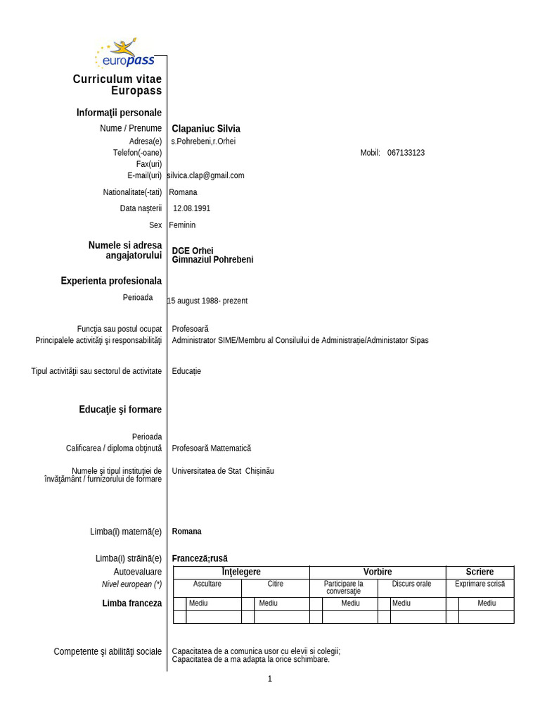 CV Europass 2024 | PDF | Career & Growth