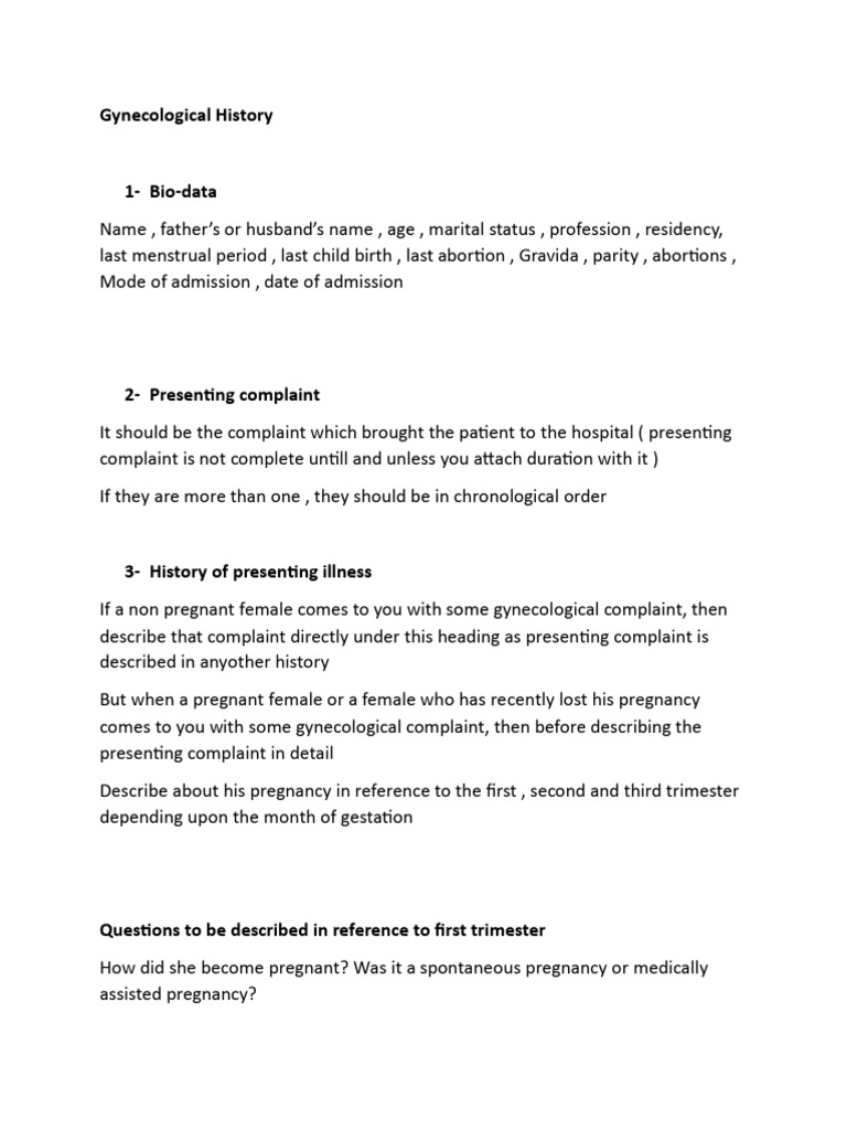 Gynecological History | PDF