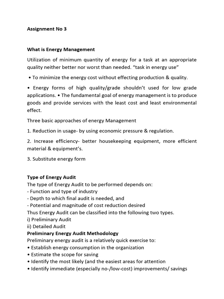 Energy Engineering Assignment | PDF