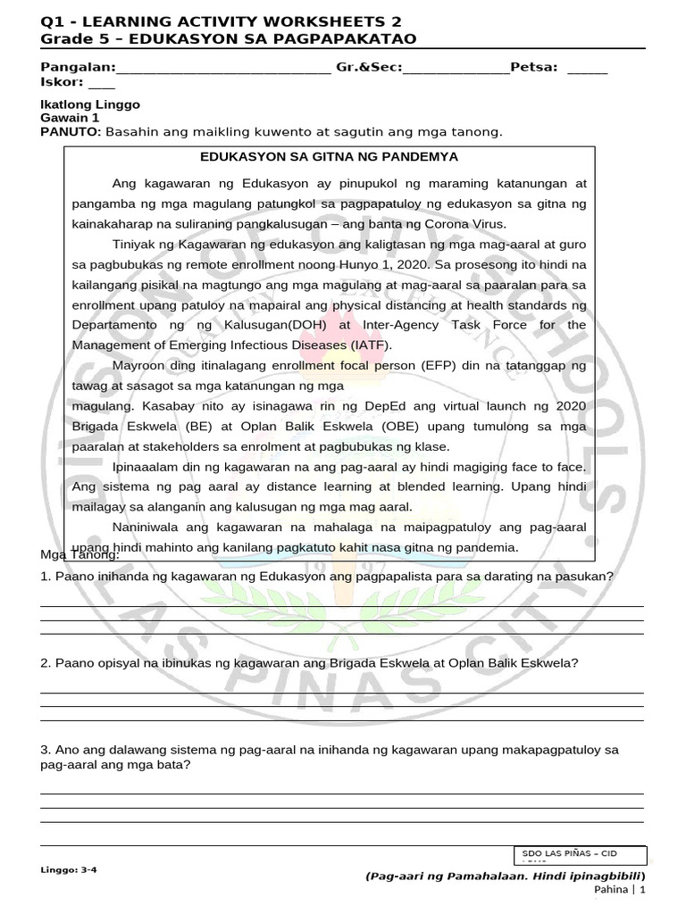 Q1 G5 Esp Law 2 | PDF