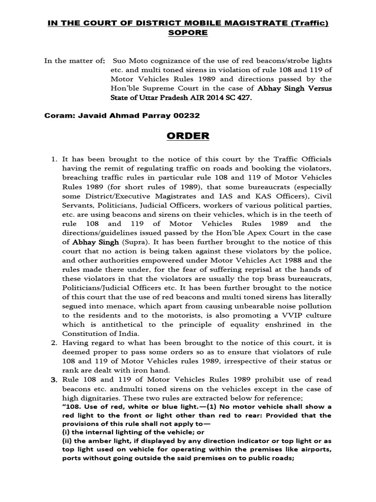 New Motor Vehicles Rules 1889 - 022936 DS | PDF