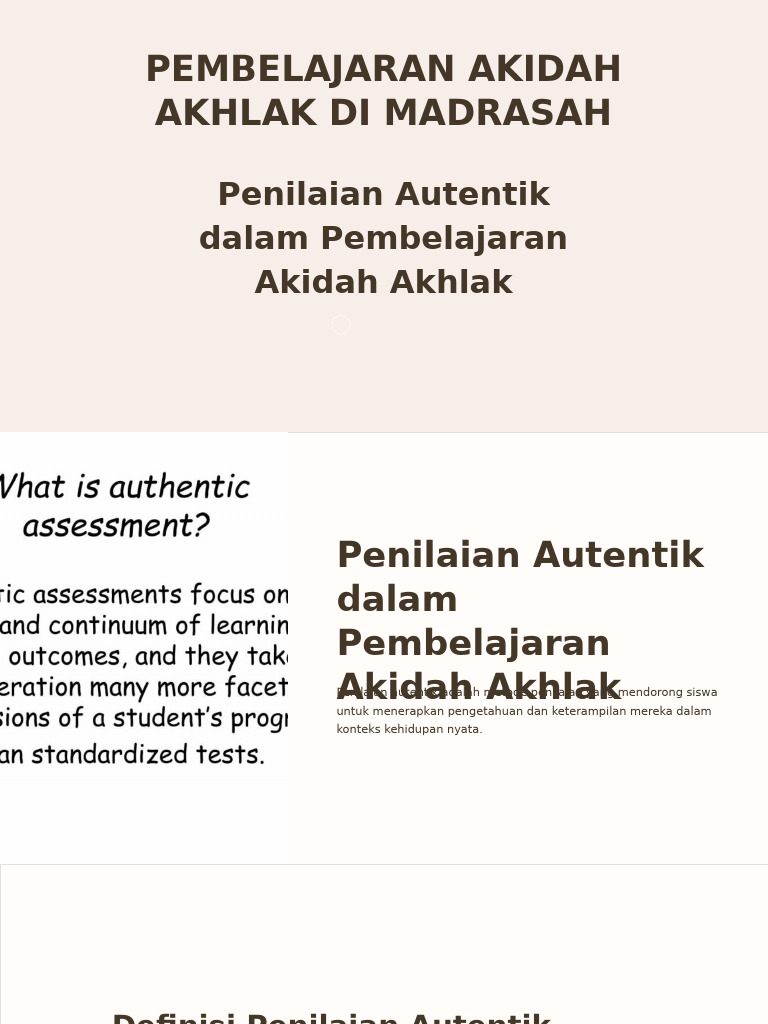 Klpok 10Penilaian-Autentik-dalam-Pembelajaran-Akidah-Akhlak | PDF