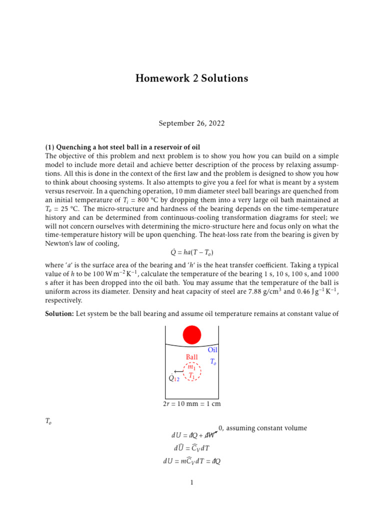Homework #2 - 2022 - Solutions Thermodynamics | PDF