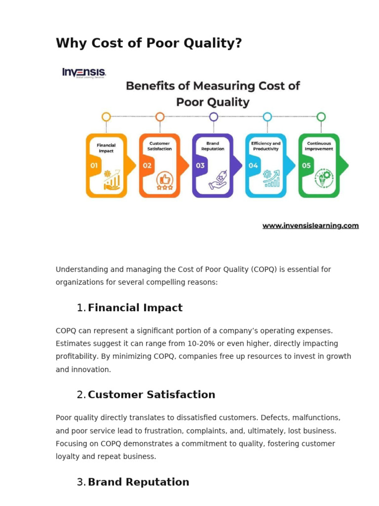 Why Cost of Poor Quality | PDF | Return On Investment | Business Economics