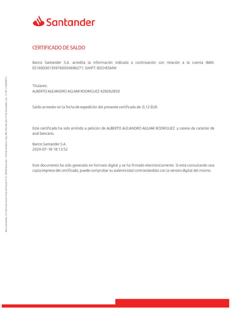 Certificado de Saldo | PDF