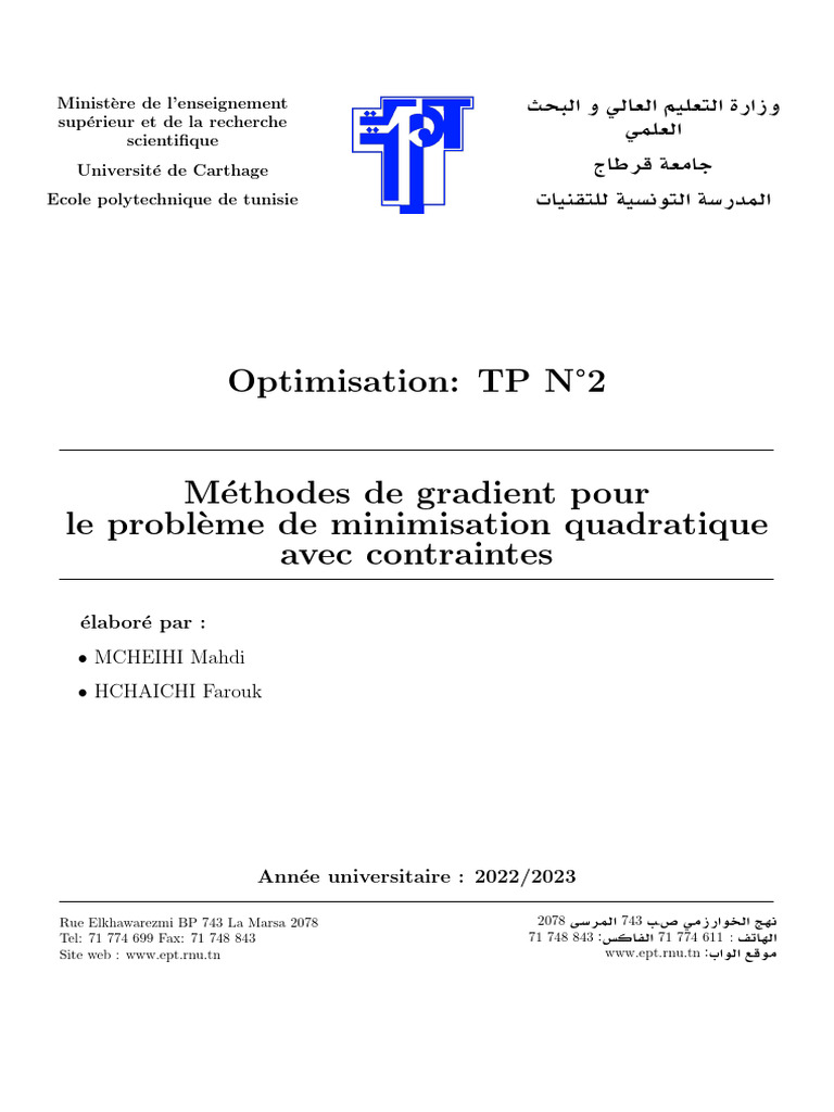 TP2 Optimisation | PDF