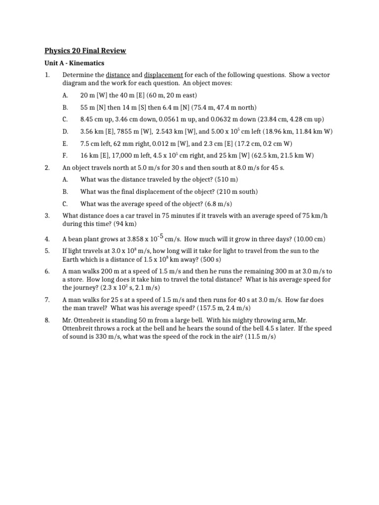 Physics 20 Final Review | PDF