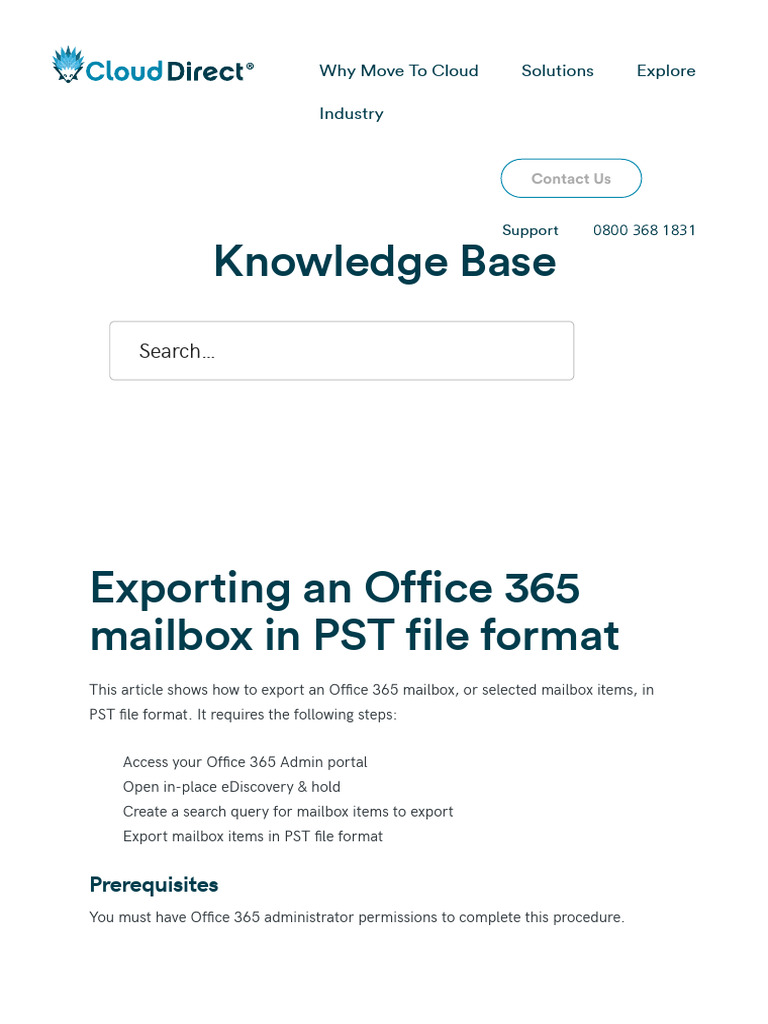 Exporting An Office 365 Mailbox in PST File Format | PDF