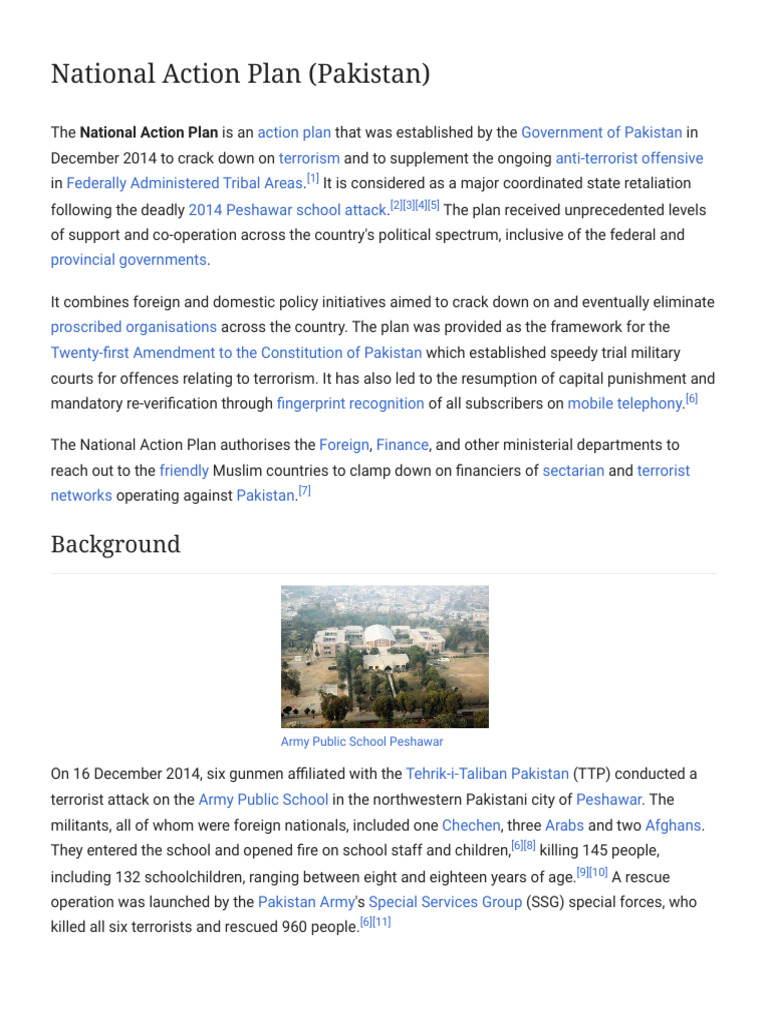 National Action Plan (Pakistan) - Wikipedia | PDF