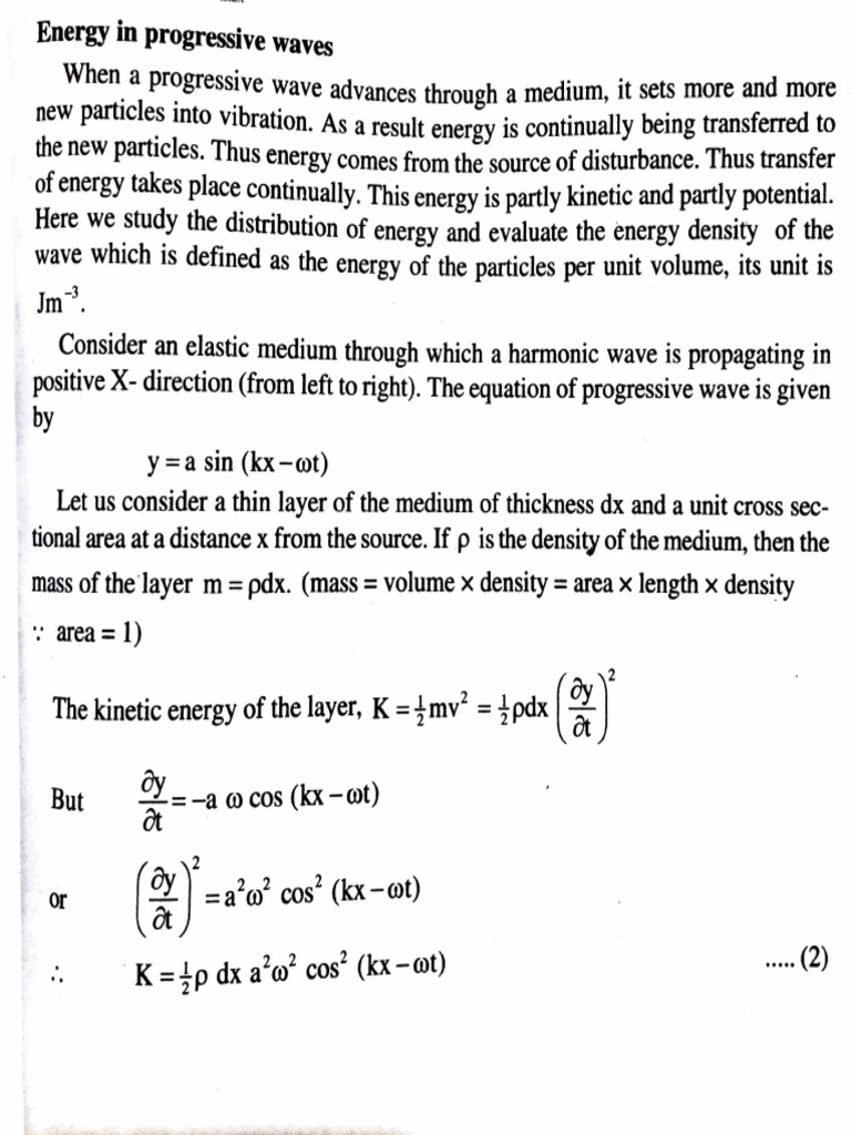 Energy in Progressive Wave | PDF