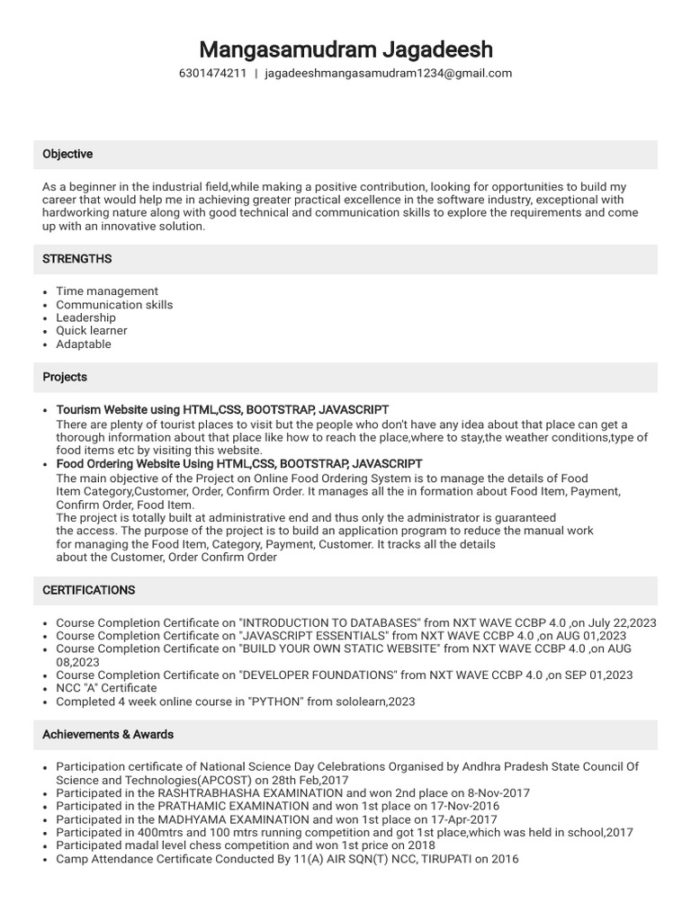 Mangasamudram Jagadeesh | PDF | Computing | Software Engineering