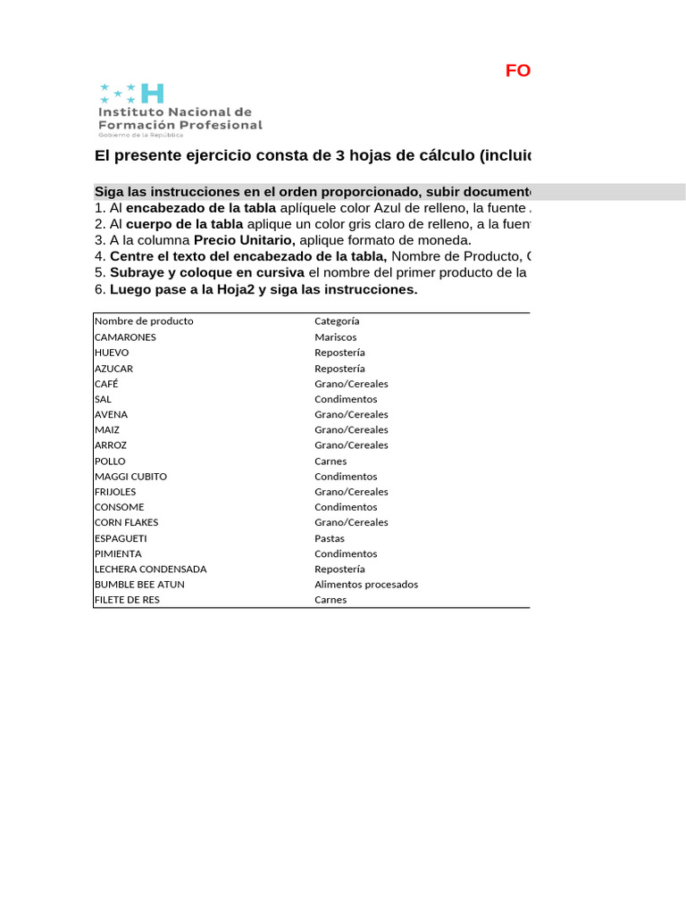 Ejercicio 2 Excel Básico - 20% | PDF