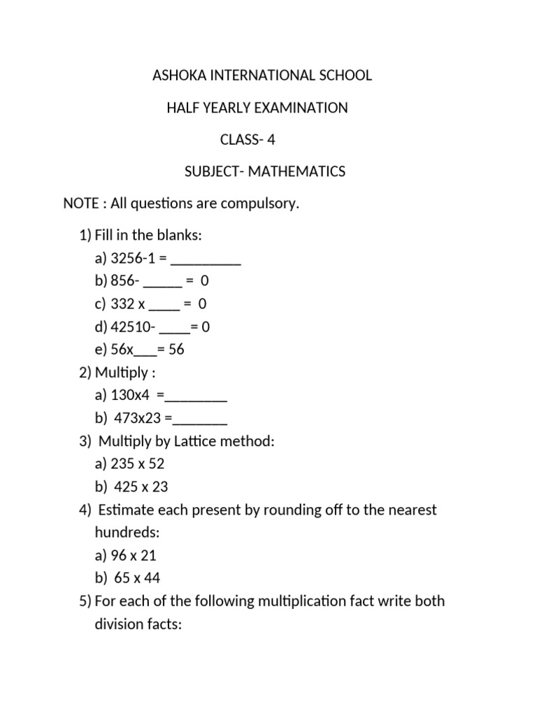 maths class 4 | PDF