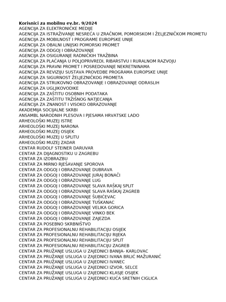 Popis Korisnika Za Koje Se Provodi Nabava Mobitela I Tarifa | PDF