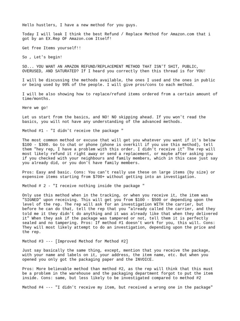 Free Amazon Refund Method | PDF