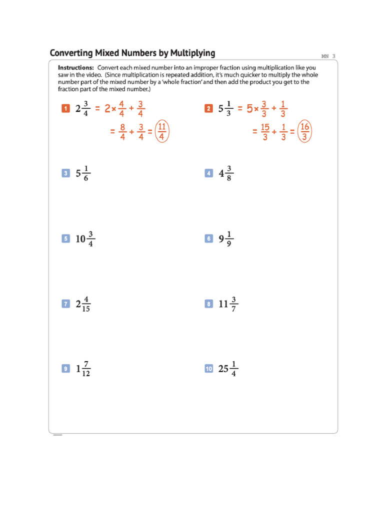 Mixed Numbers QP | PDF