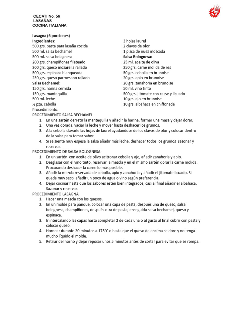 Lasañas | PDF