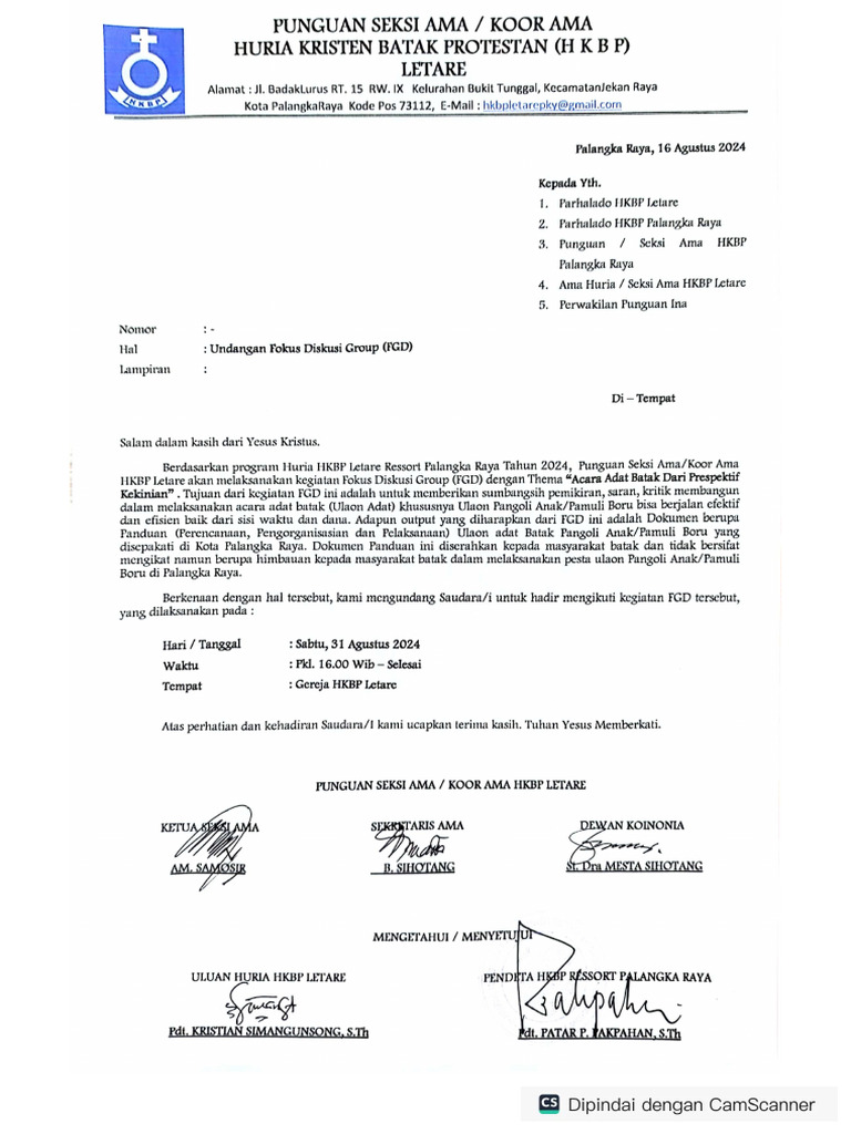 Undangan FGD HKBP Letare | PDF