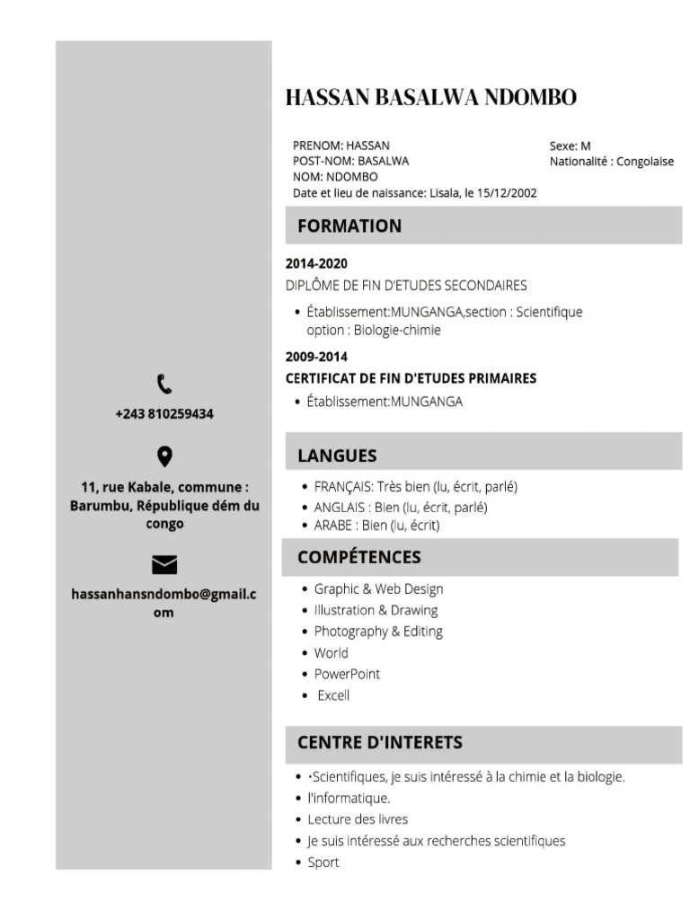 CV D'étudiant | PDF