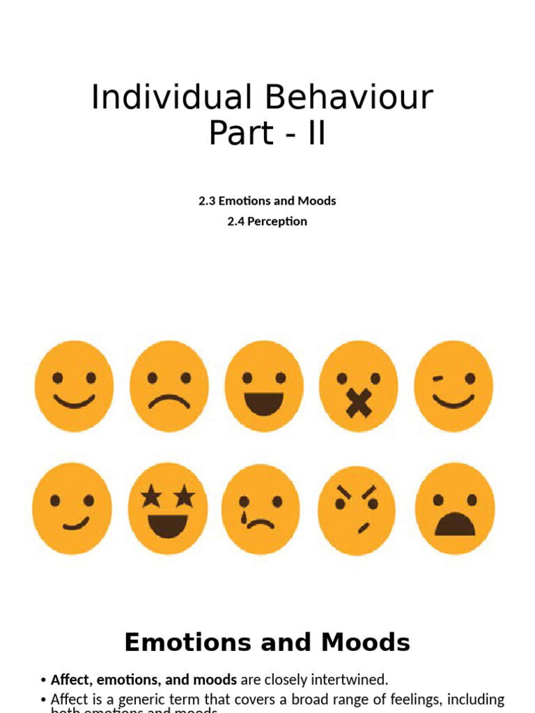 UNIT-Part 2 (Individual Behavior) | PDF