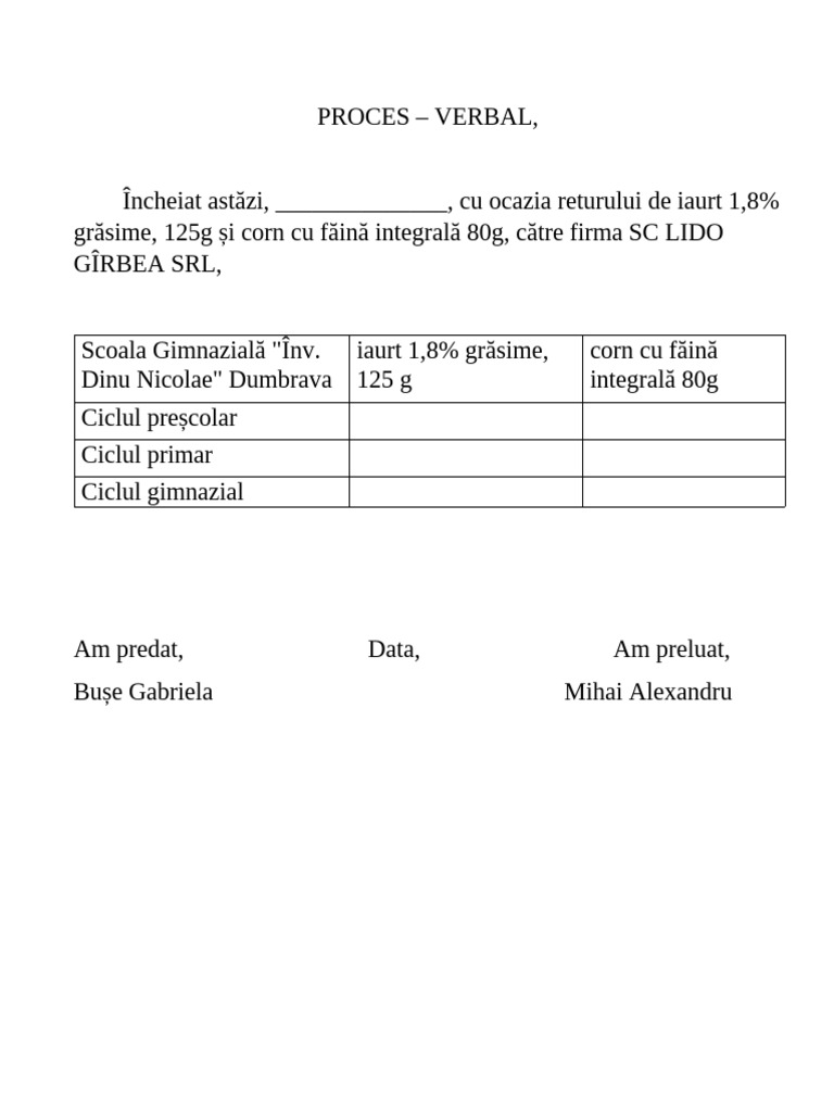 PROCES Verbal Retur-3 | PDF