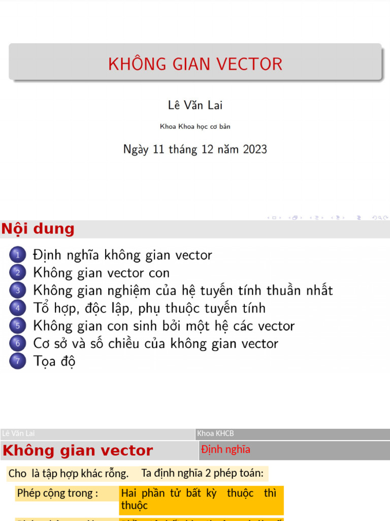 Không Gian Vector 2 | PDF
