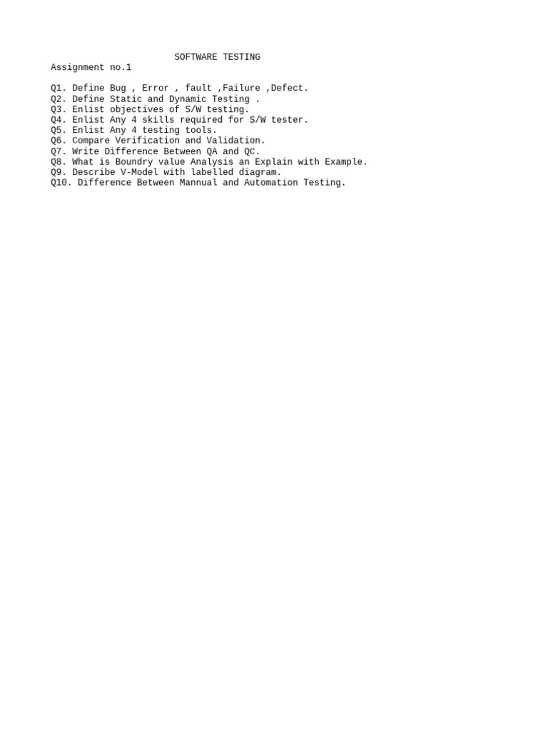 Software Testing Assignment Pdf