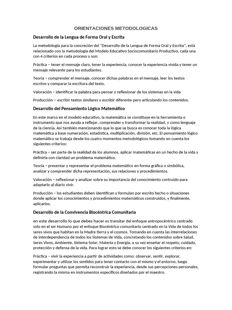 ORIENTACIONES METODOLOGICAS | PDF