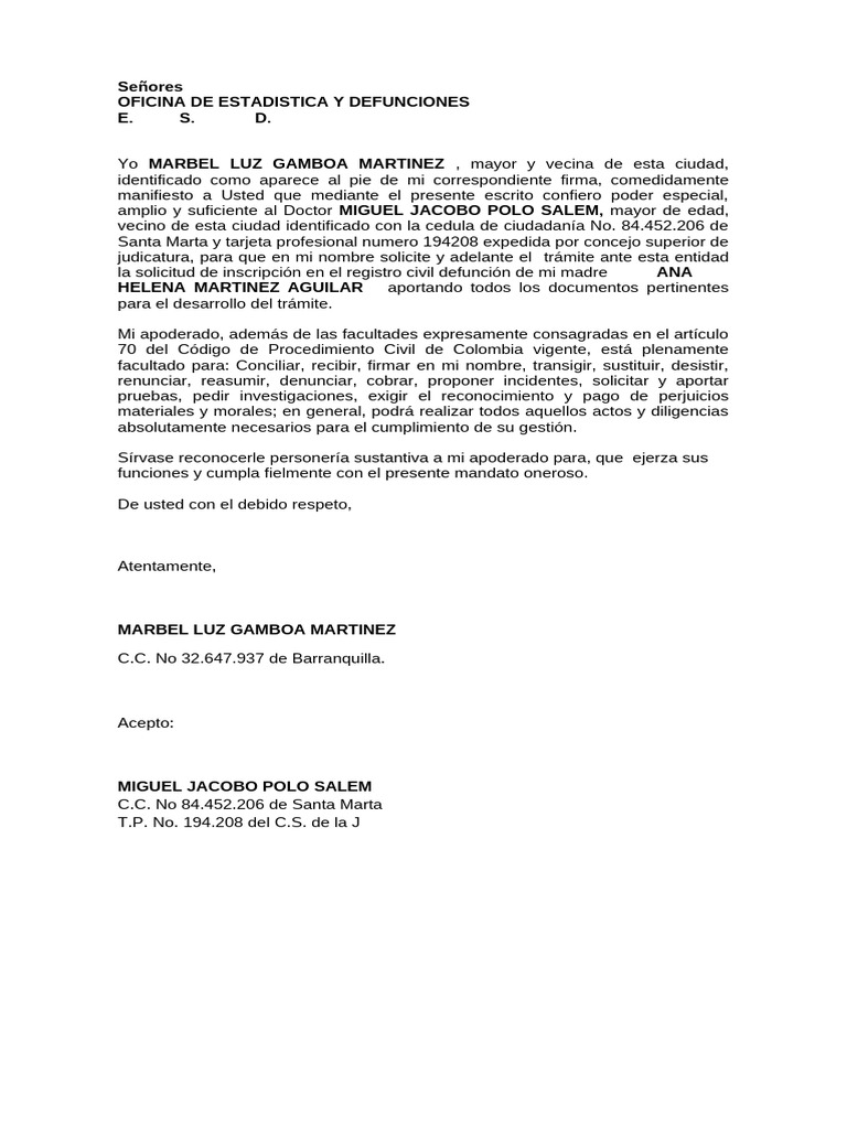 Poder NOTARIA MARBEL LUZ GAMBOA MARTINE 11Z | PDF