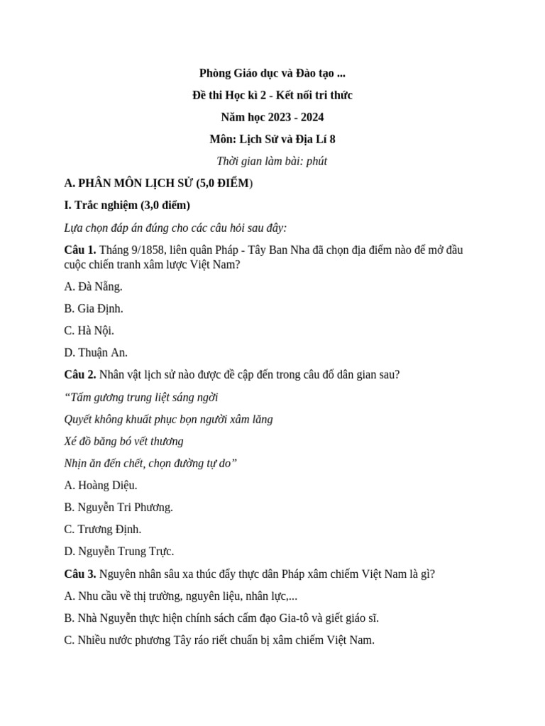 Lich Su Va Dia Ly 8 | PDF