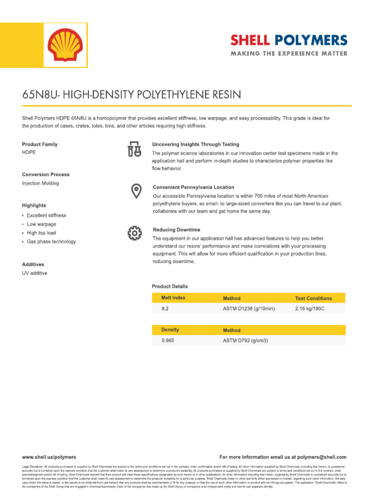 Product Bulletin Hdpe 65n8u | PDF