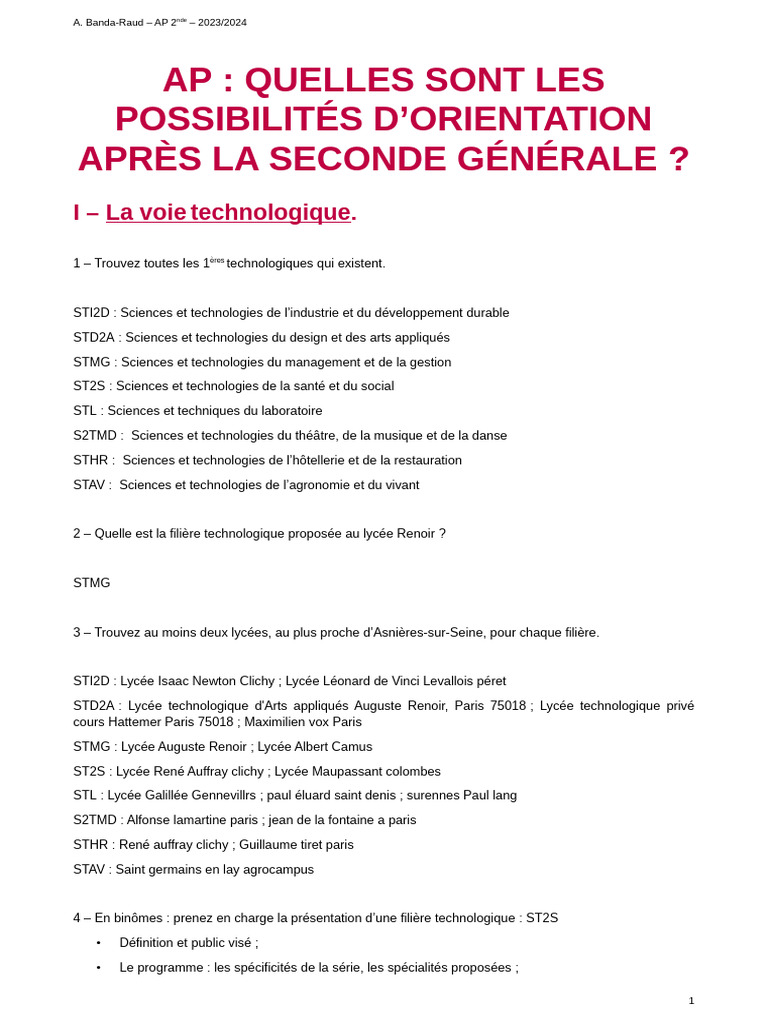 Ap Orientation Après 2nde | PDF