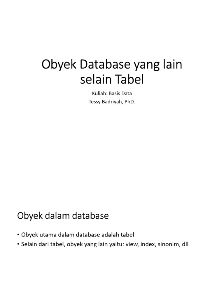 Obyek Database Selain Tabel | PDF