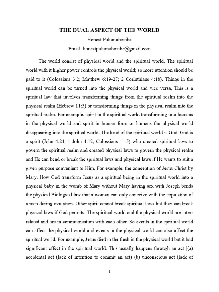 The Dual Aspect of The World | PDF