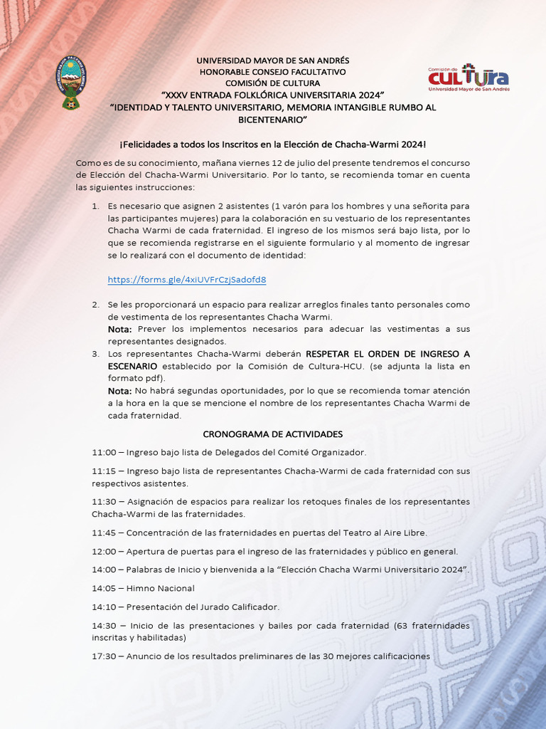 Reglamento Chacha Warmi | PDF