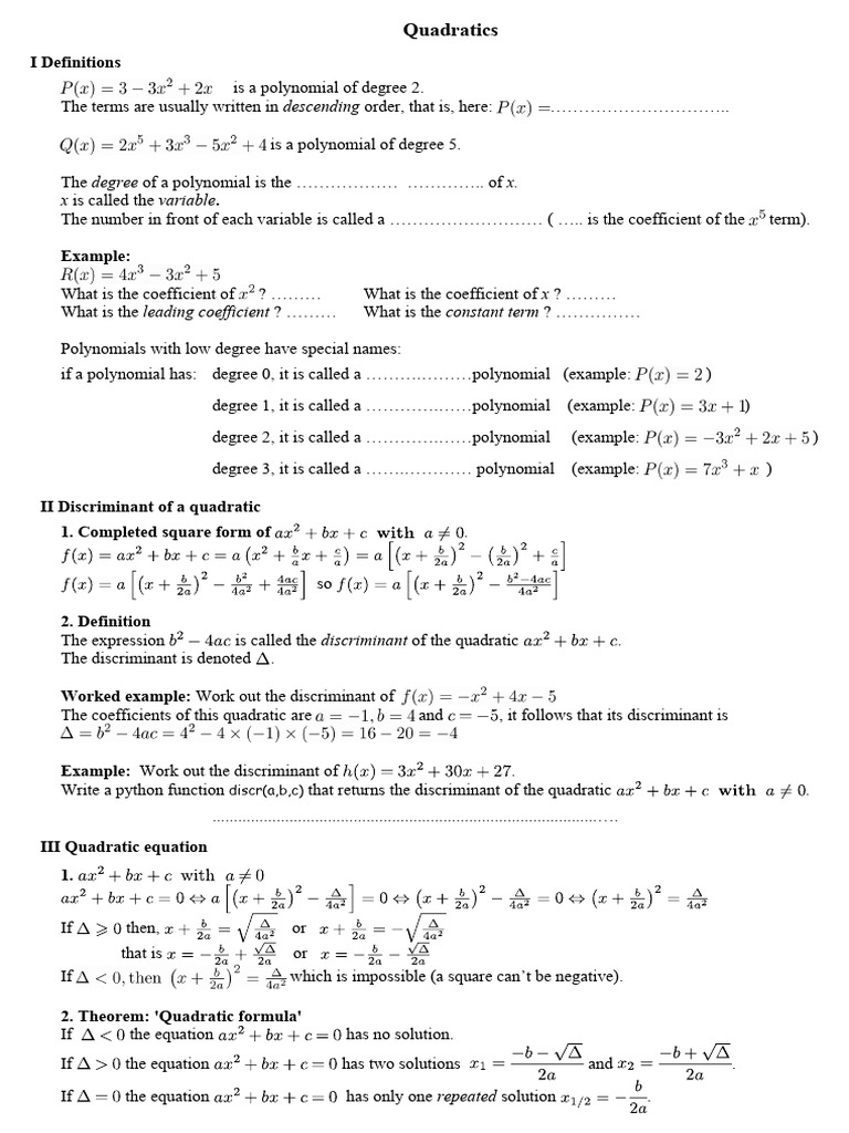 Quadratics | PDF