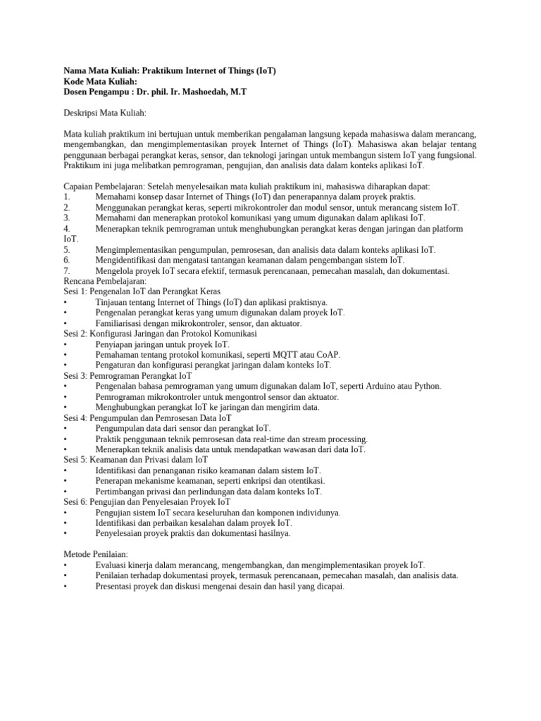RPS Praktik IoT Rev02 | PDF