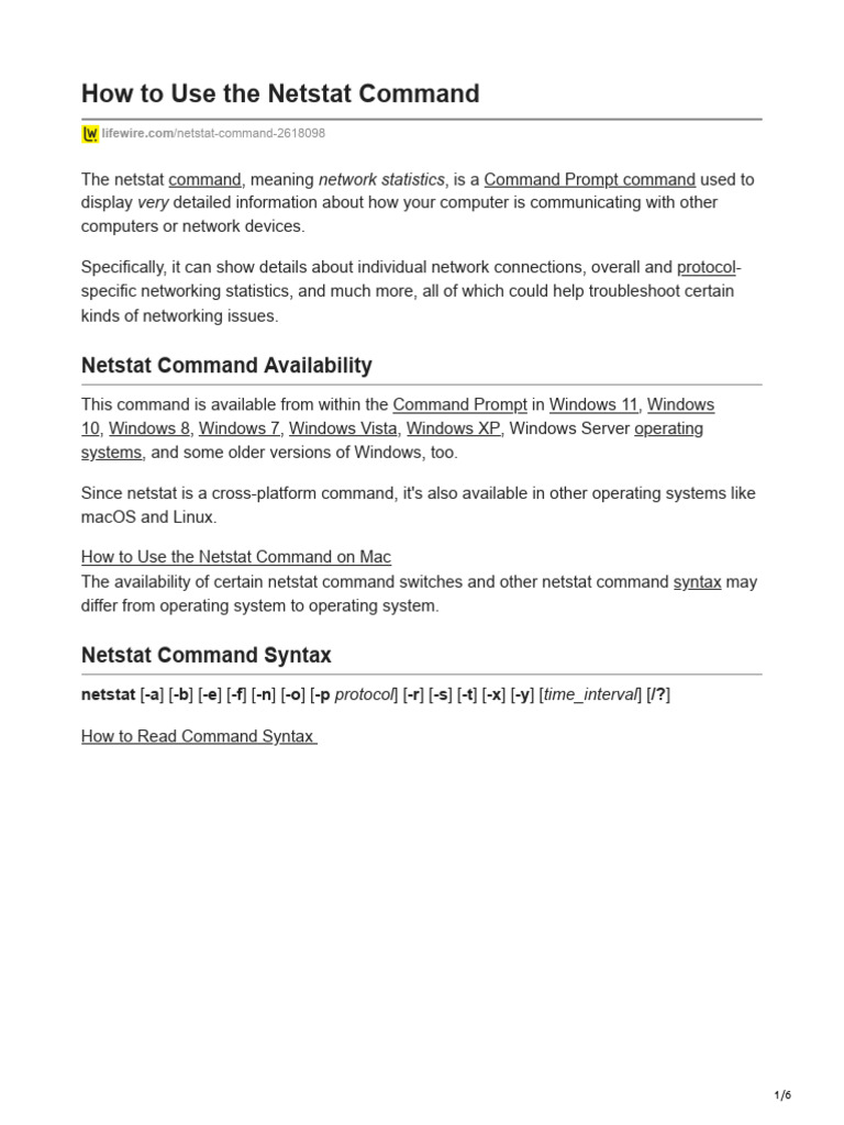 How To Use The Netstat Command | PDF