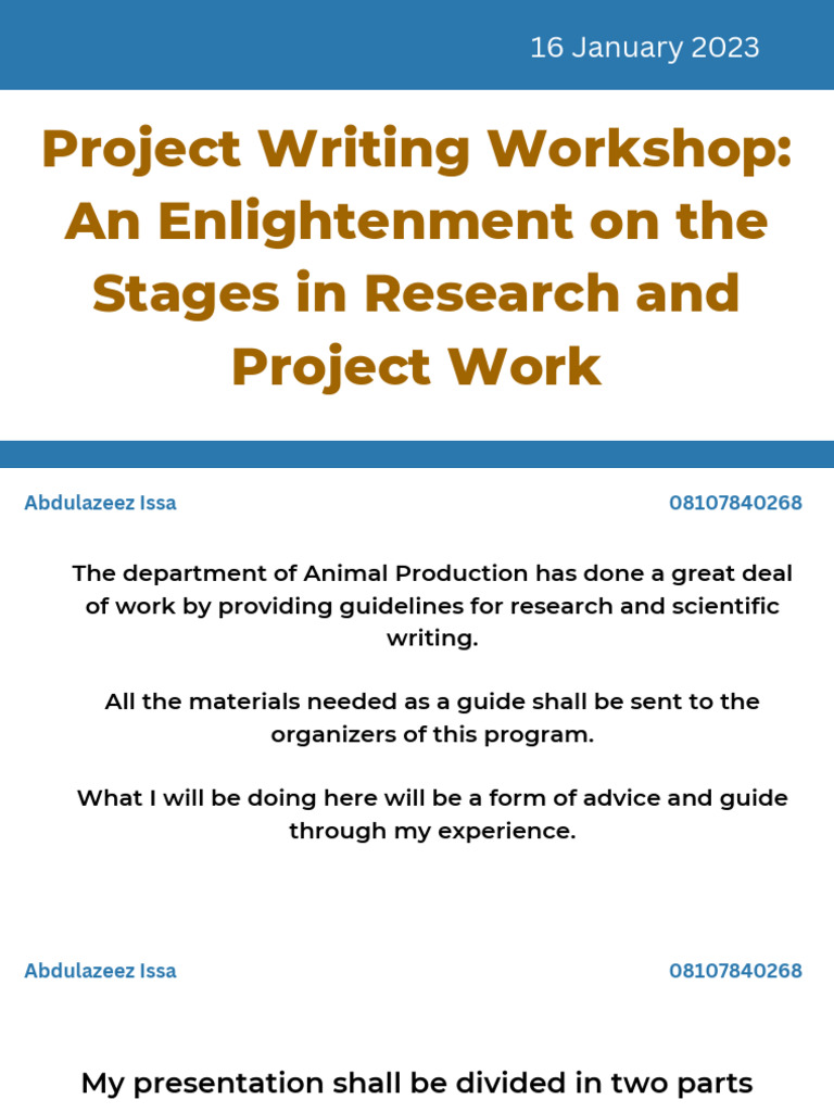 Project Writing Workshop | PDF