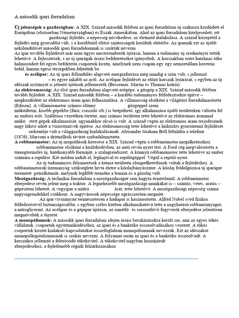 A Második Ipari Forradalom | PDF