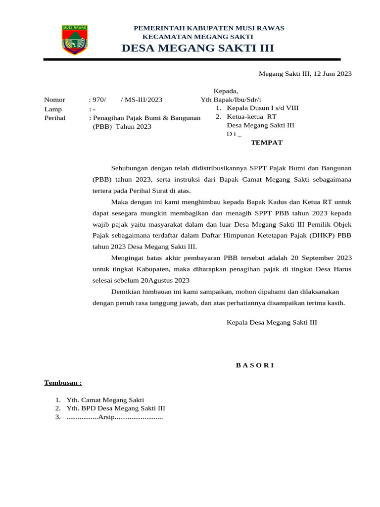 Surat Edaran SPPT | PDF