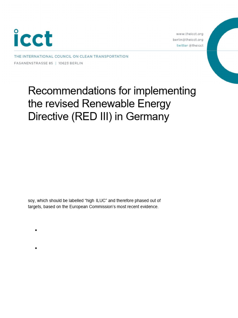 Recommendations For Implementing The Revised Renewable Energy Directive ...