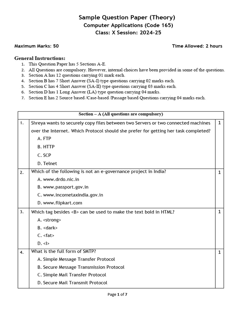 ComputerApplication SQP | PDF ComputerApplication SQP | PDF