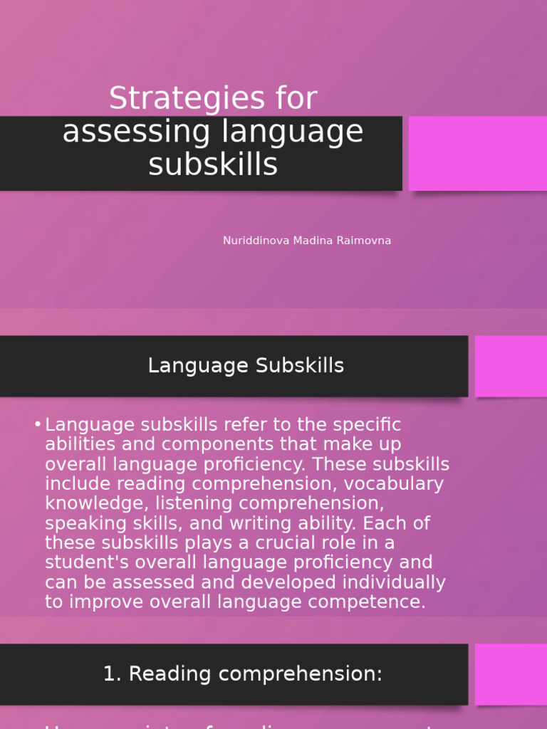 Strategies For Assessing Language Subskills | PDF